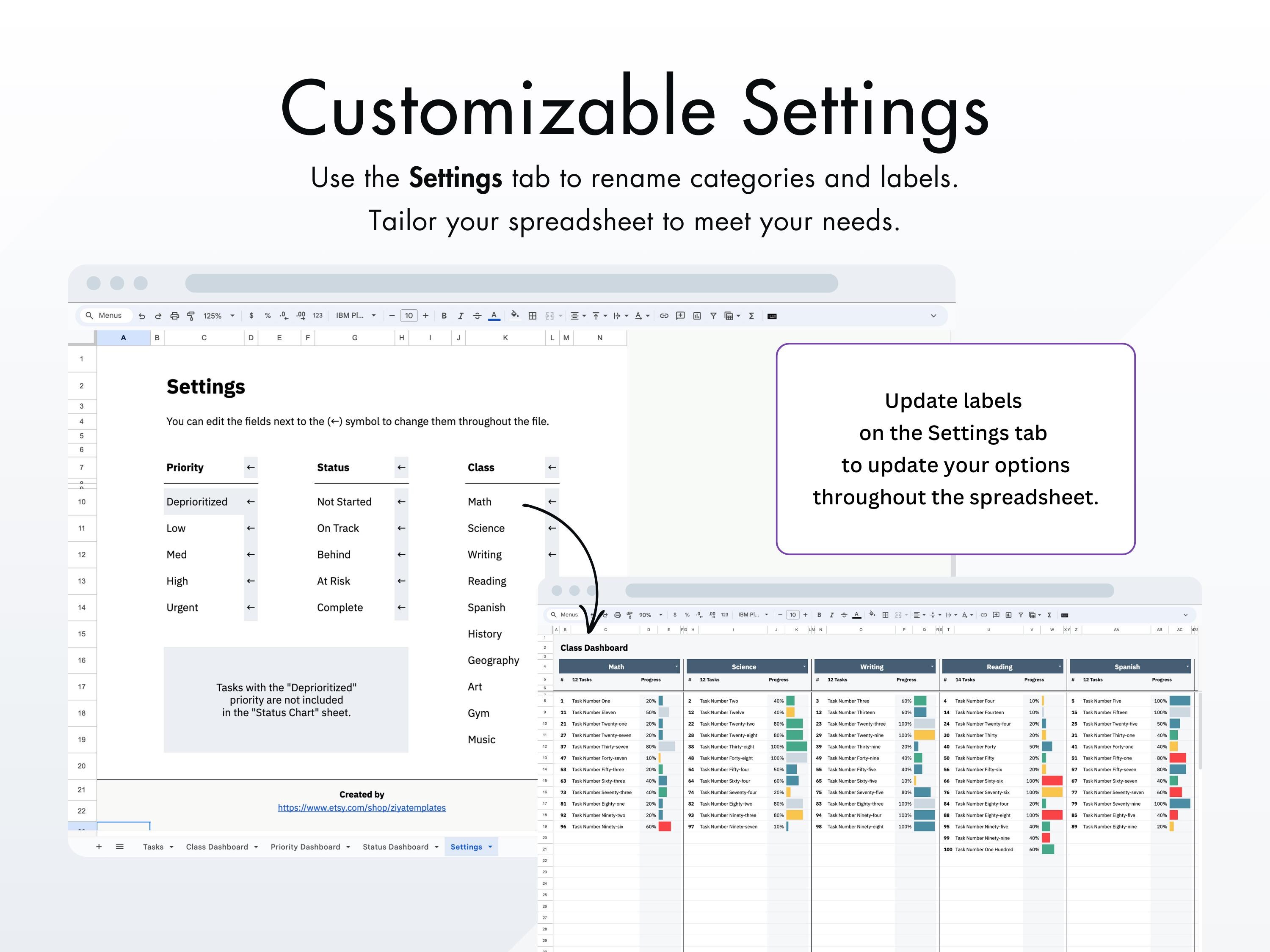 Student Assignment Tracker for Google Sheets, College Students, High ...