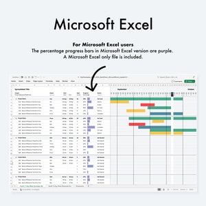 Simple Gantt Chart Google Sheets, Microsoft Excel, 7-day Week, 5-day ...