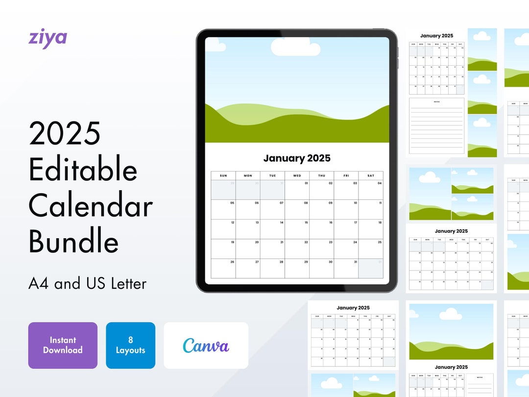 2025 Canva Calendar Template Bundle | Fully Editable for Free in Canva ...