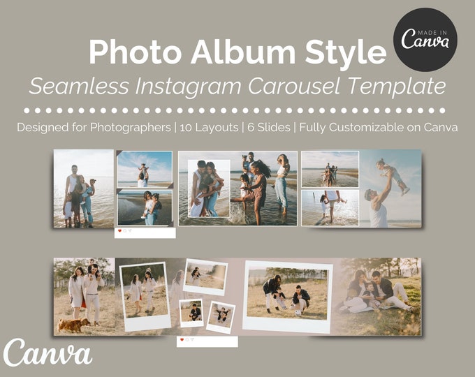 Photo Album Style | Seamless Instagram Carousel Template, CANVA ...