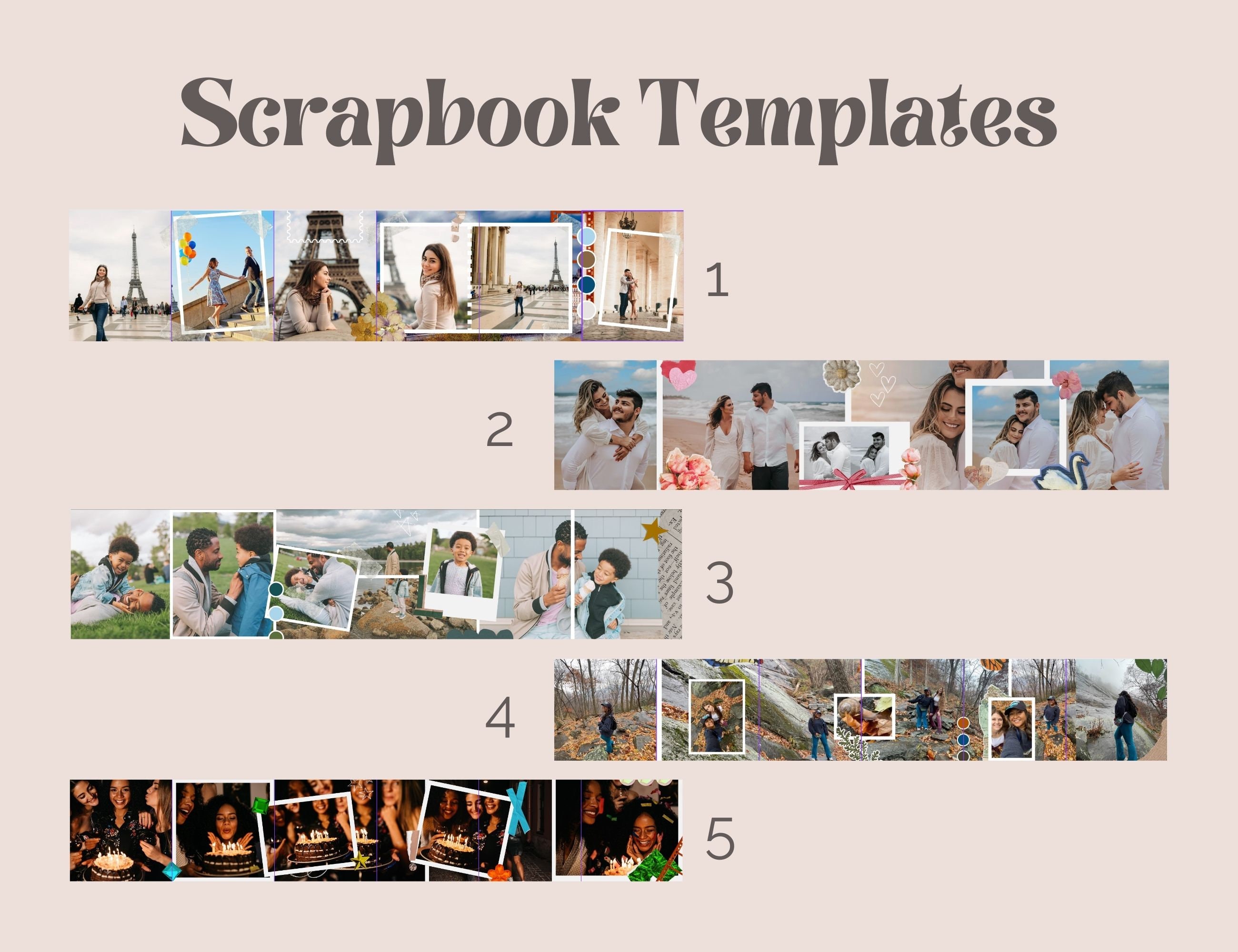 Scrapbook Style | Seamless Instagram Carousel Template, CANVA Template, Instagram Seamless ...