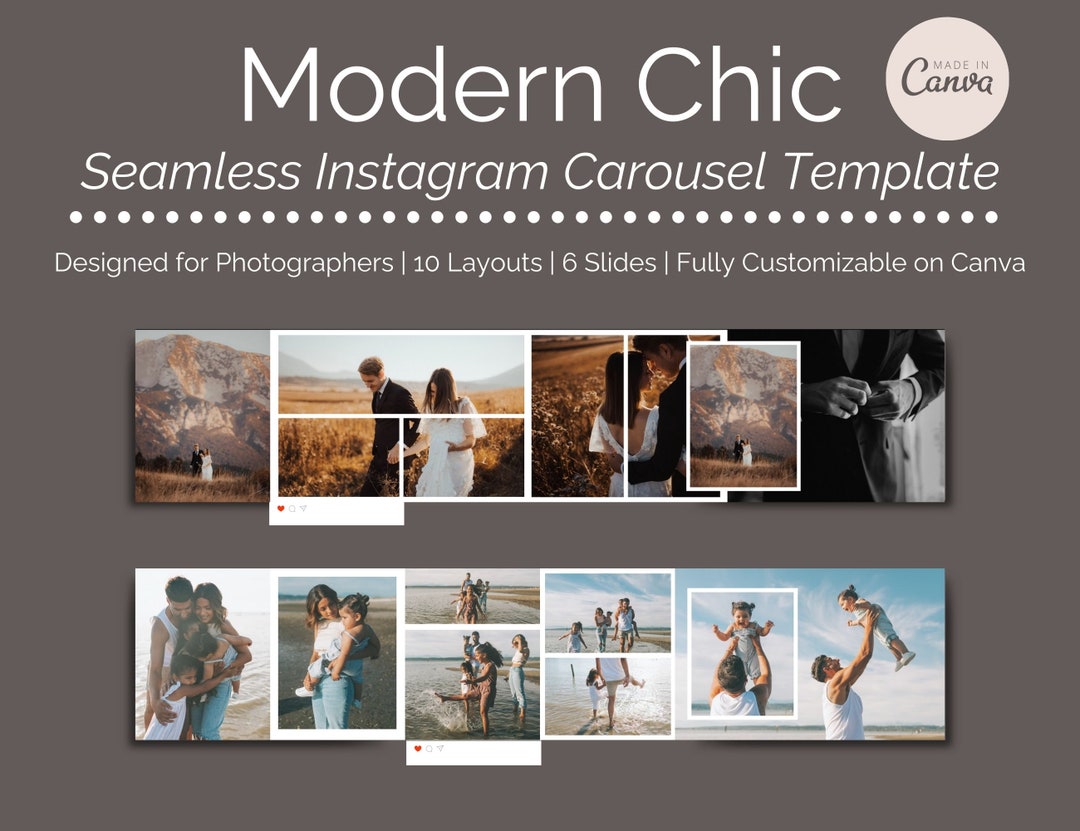 Modern Chic | Seamless Instagram Carousel Template, CANVA Template ...
