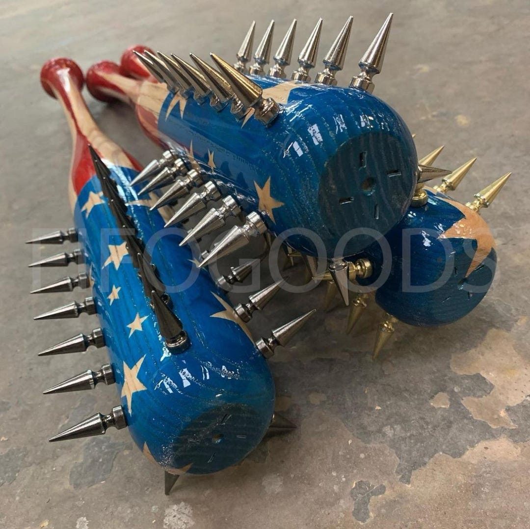 Patriotic Spiked Baseball Bat American Flag Design With Metal Spikes ...