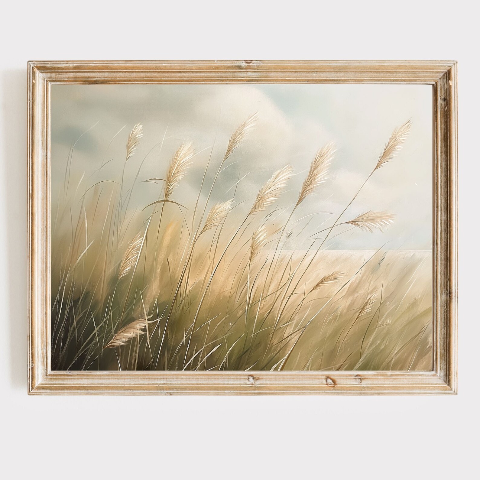 Printable Wheat Field Landscape Oil Painting, Country Grass Landscape ...