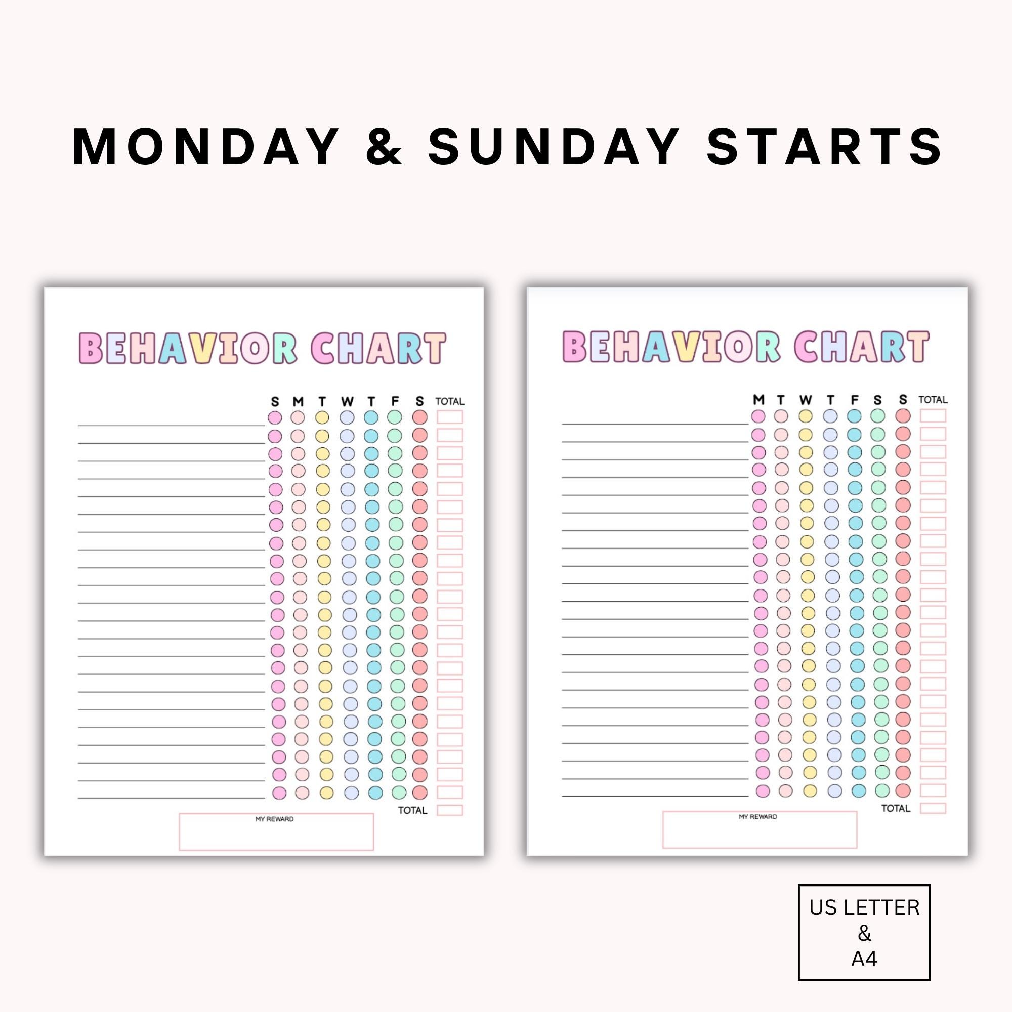 Behavior and Chore Chart Behavior Chart for Kids at Home Behavior Chart ...