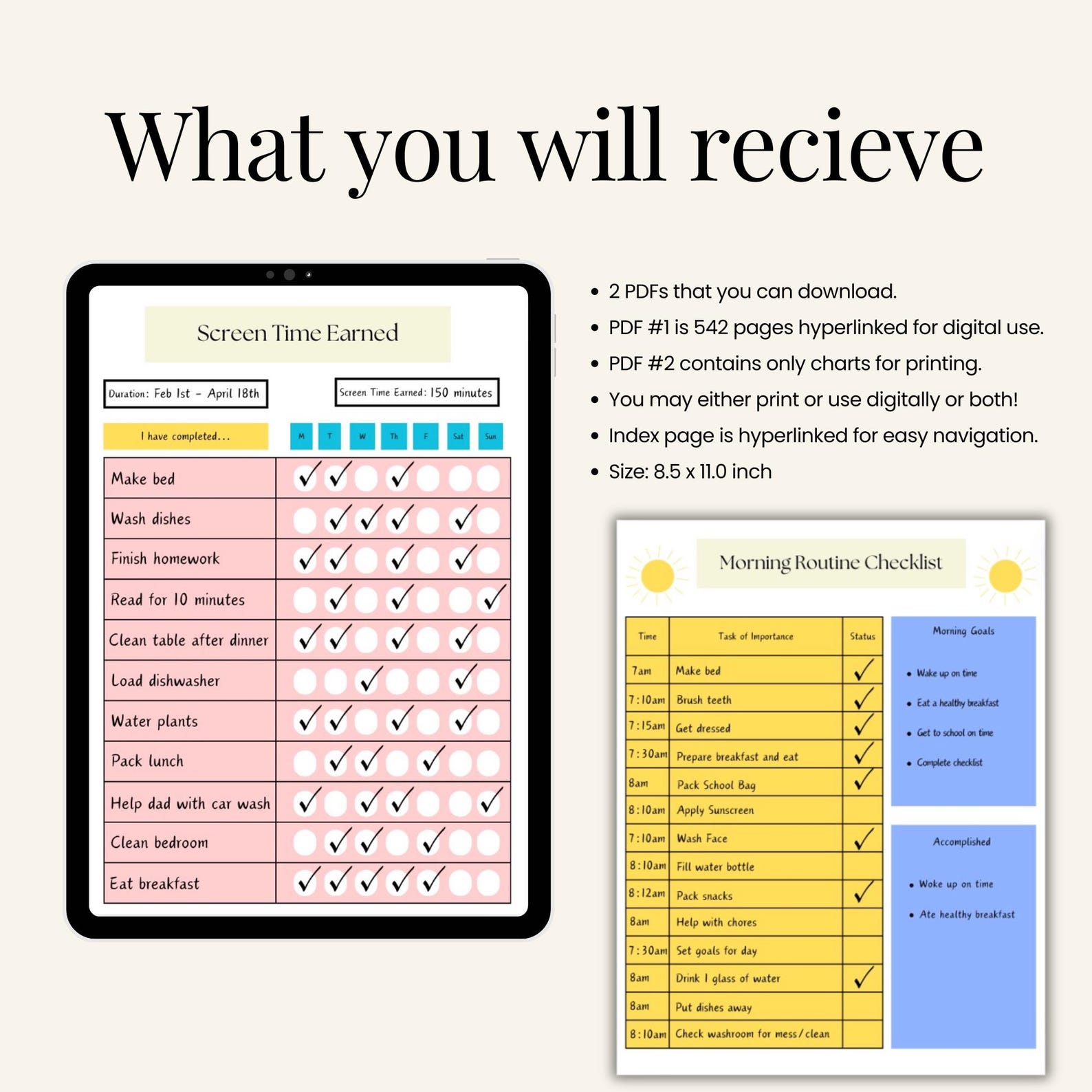 Daily Routine Chart, Chore Chart for Kids, Kids Daily Schedule, Family ...