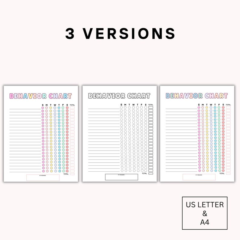 Behavior and Chore Chart Behavior Chart for Kids at Home Behavior Chart ...