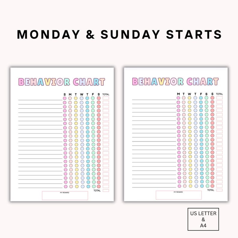 Behavior and Chore Chart Behavior Chart for Kids at Home Behavior Chart ...