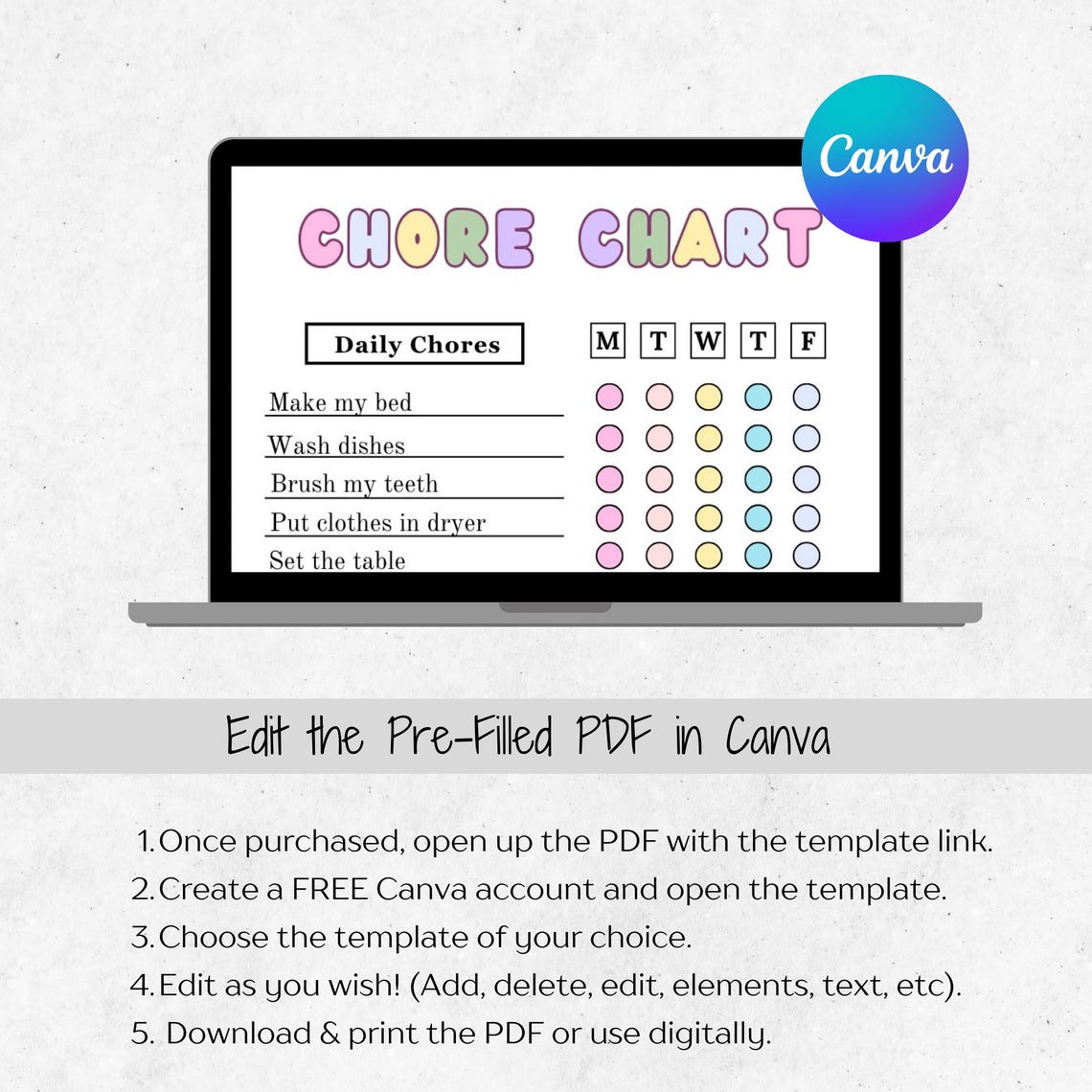 Editable Kids Chore Charts Kids Chore Chart Chore Chart Printable ...