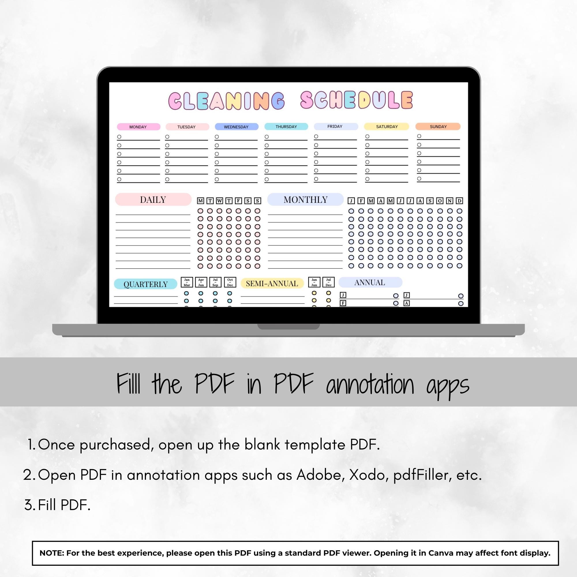 EDITABLE Cleaning Planner, Cleaning Schedule, Cleaning Checklist ...