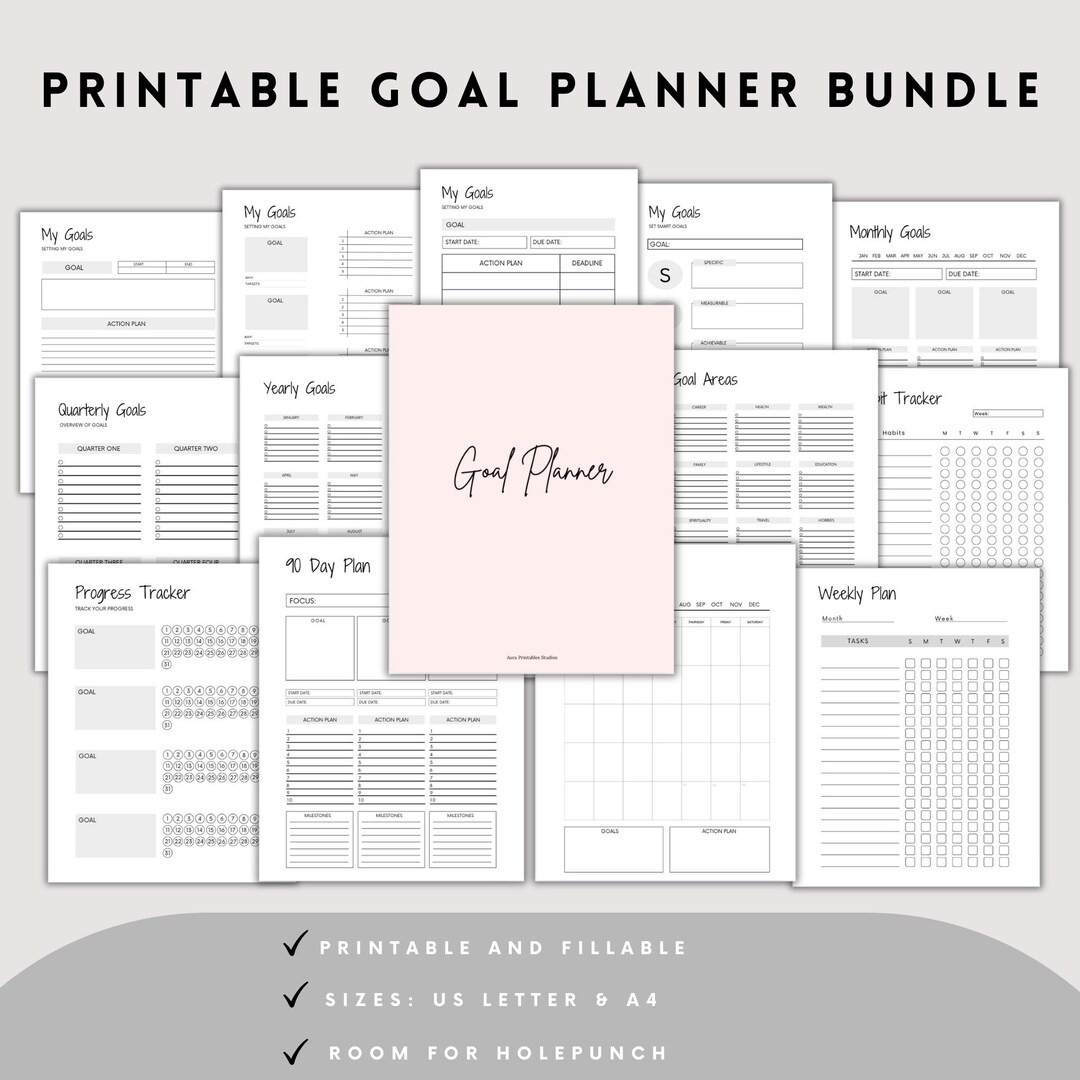 Printable Goal Planner Bundle Goal Printable Goal Setting Planner Daily ...