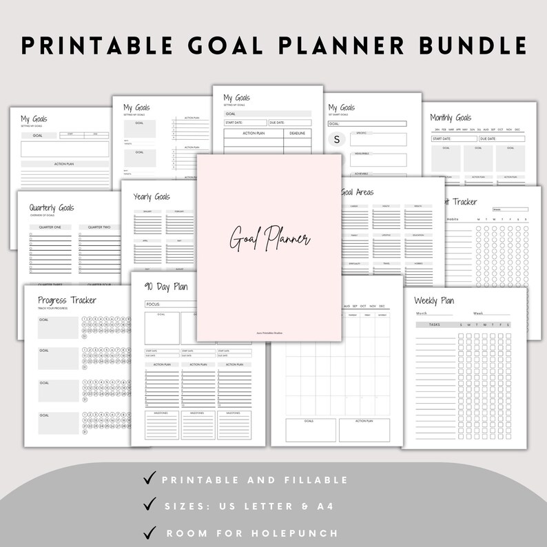 Printable Goal Planner Bundle Goal Printable Goal Setting Planner Daily ...