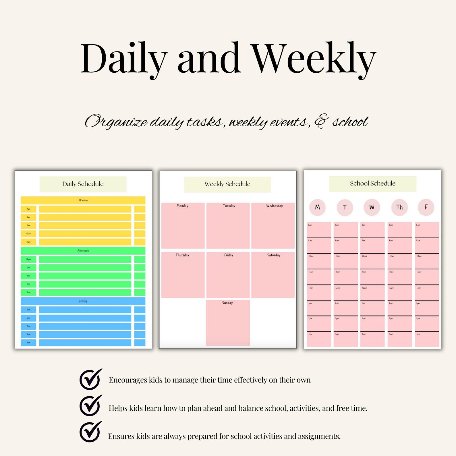 Daily Routine Chart, Chore Chart for Kids, Kids Daily Schedule, Family ...