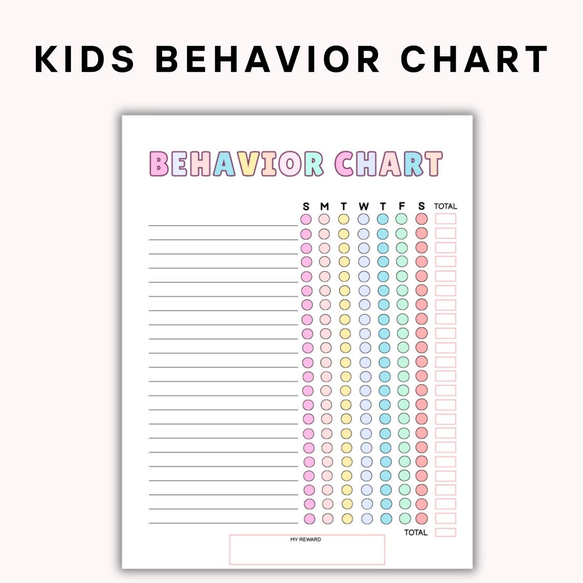 Behavior and Chore Chart Behavior Chart for Kids at Home Behavior Chart ...