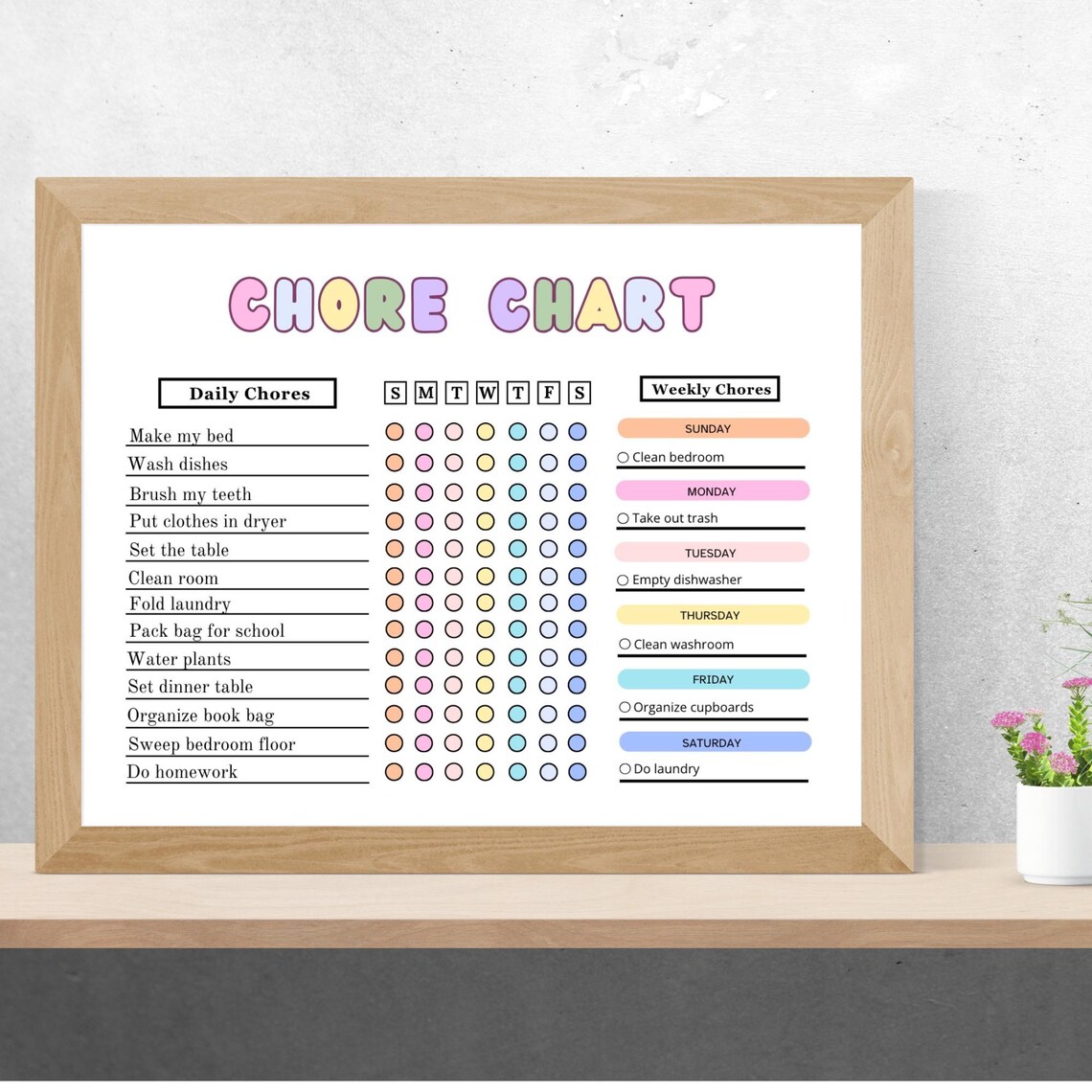 Chore Charts, Editable Chore Chart, Kids Daily Weekly Responsibility ...