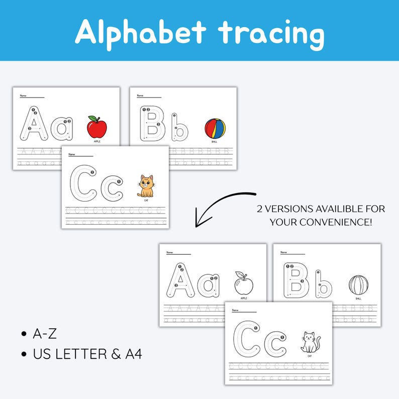 Alphabet Learning Printable, Preschool Activity Pages (PDF) - Etsy
