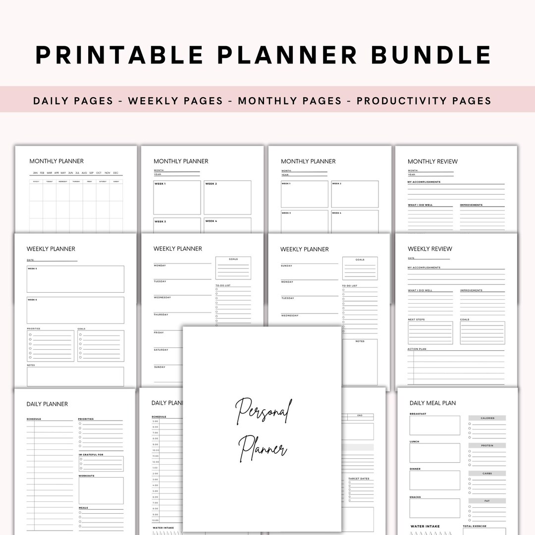 2025 Printable Life Planner Bundle, Undated Minimalist Planner ...
