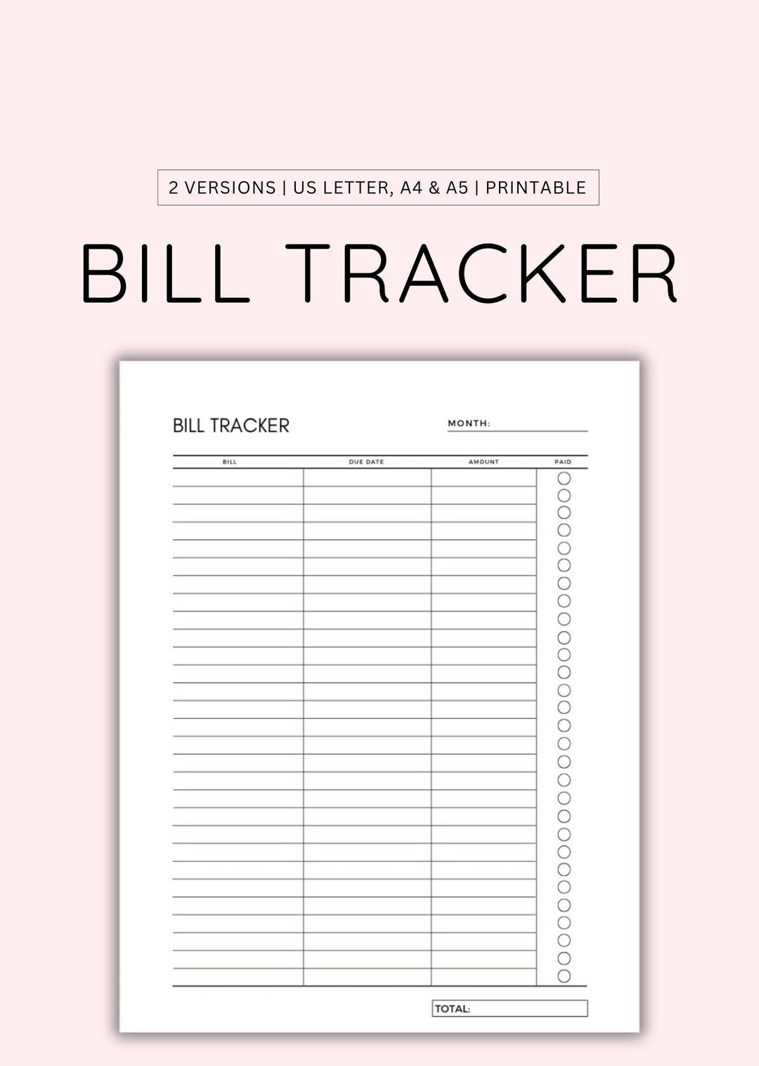 Bill Tracker, Bill Organizer, Bill Planner, Budget Tracker, Payment Log ...