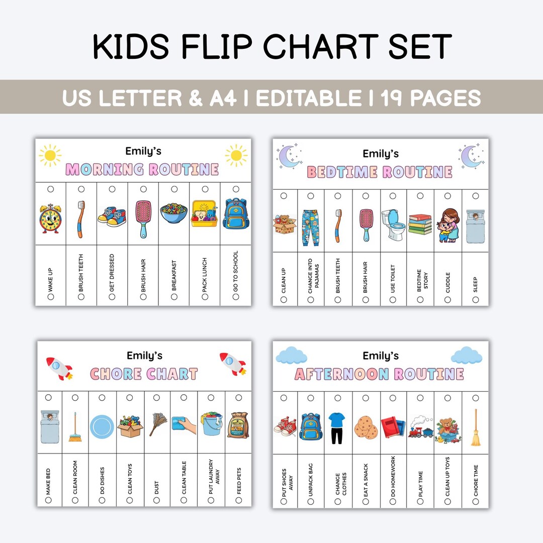 Kids Daily Routine Chart, Editable Visual Schedule (PDF) - Etsy