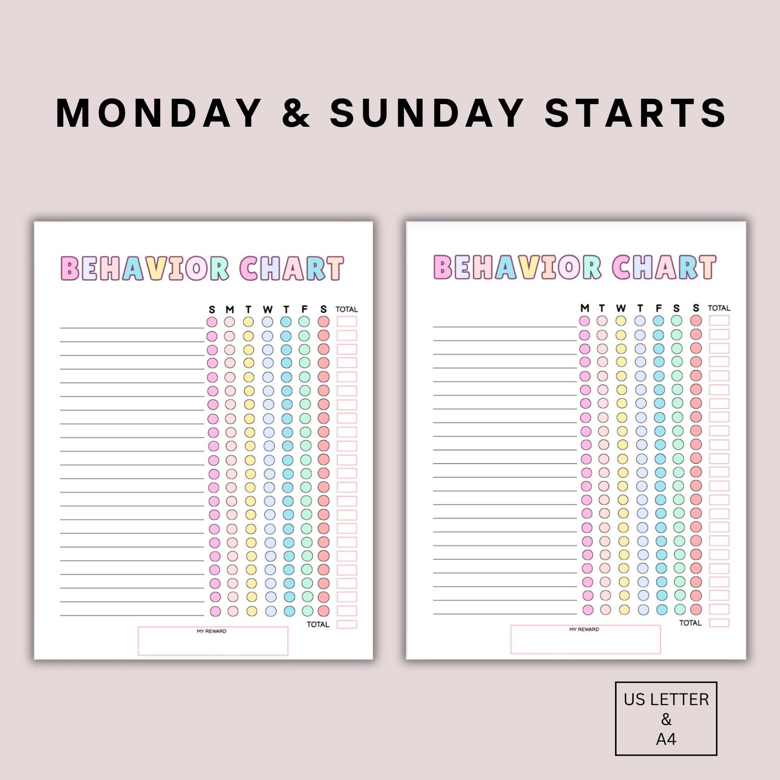 Behavior and Chore Chart Behavior Chart for Kids at Home Behavior Chart ...