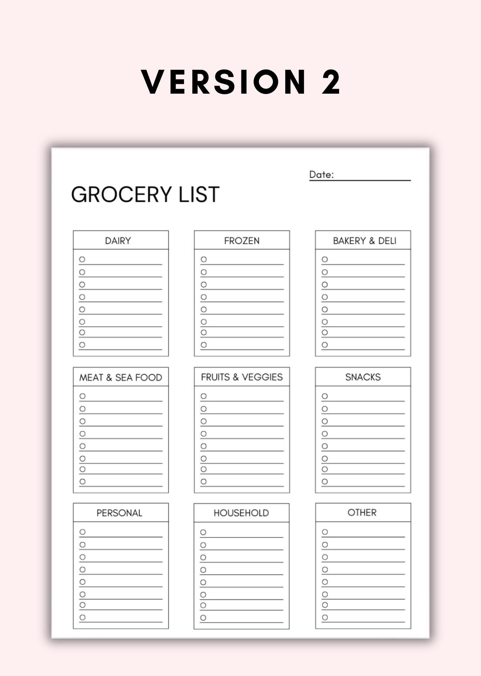 Grocery List Printable, Shopping List, Grocery List, Food List, Food ...