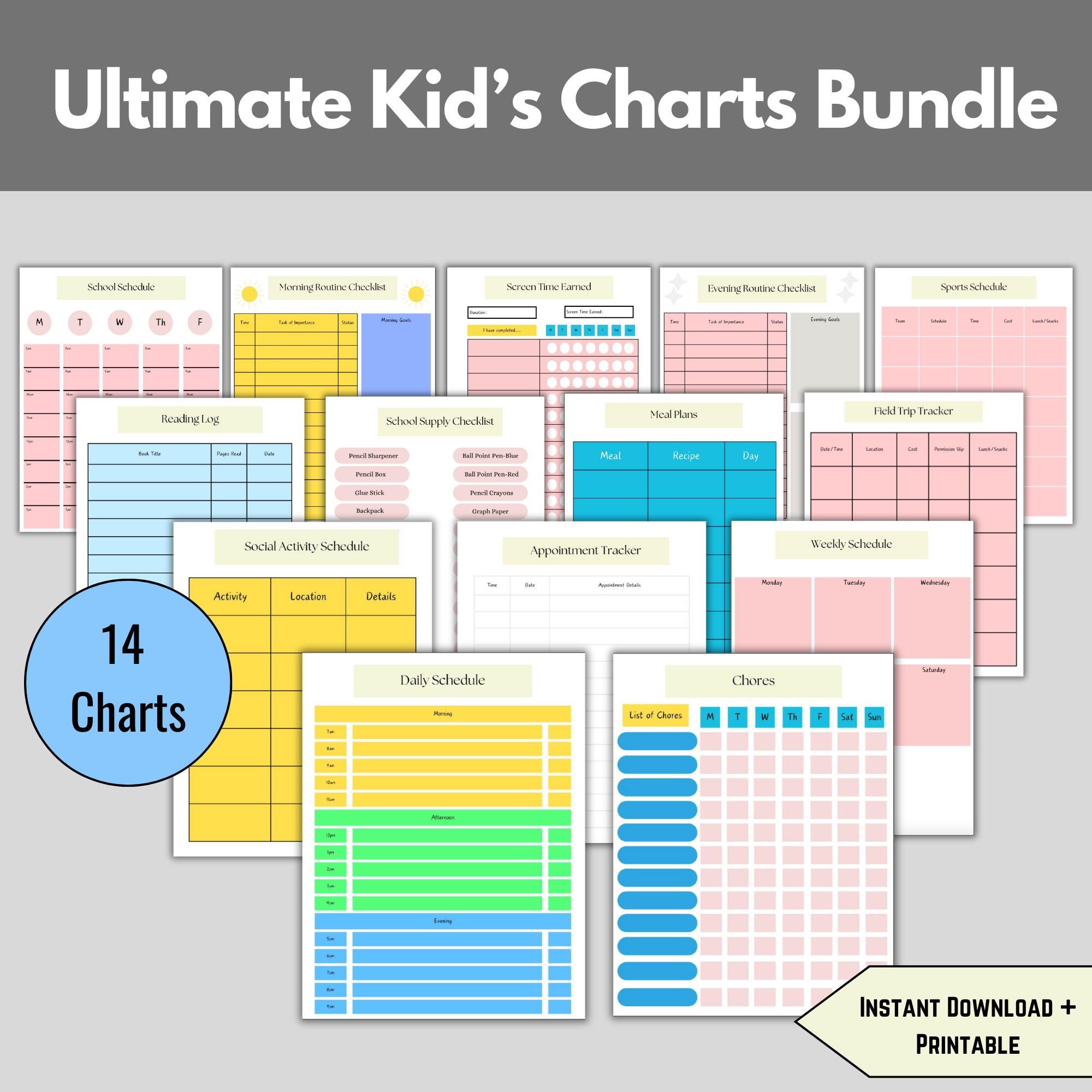 Daily Routine Chart, Chore Chart for Kids, Kids Daily Schedule, Family ...