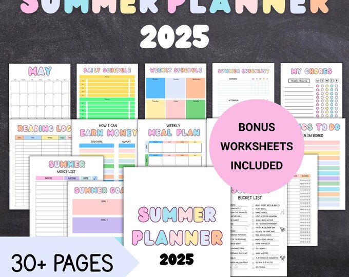 Printable Editable SUMMER 2024 Planner Bundle | Summer Calendar ...