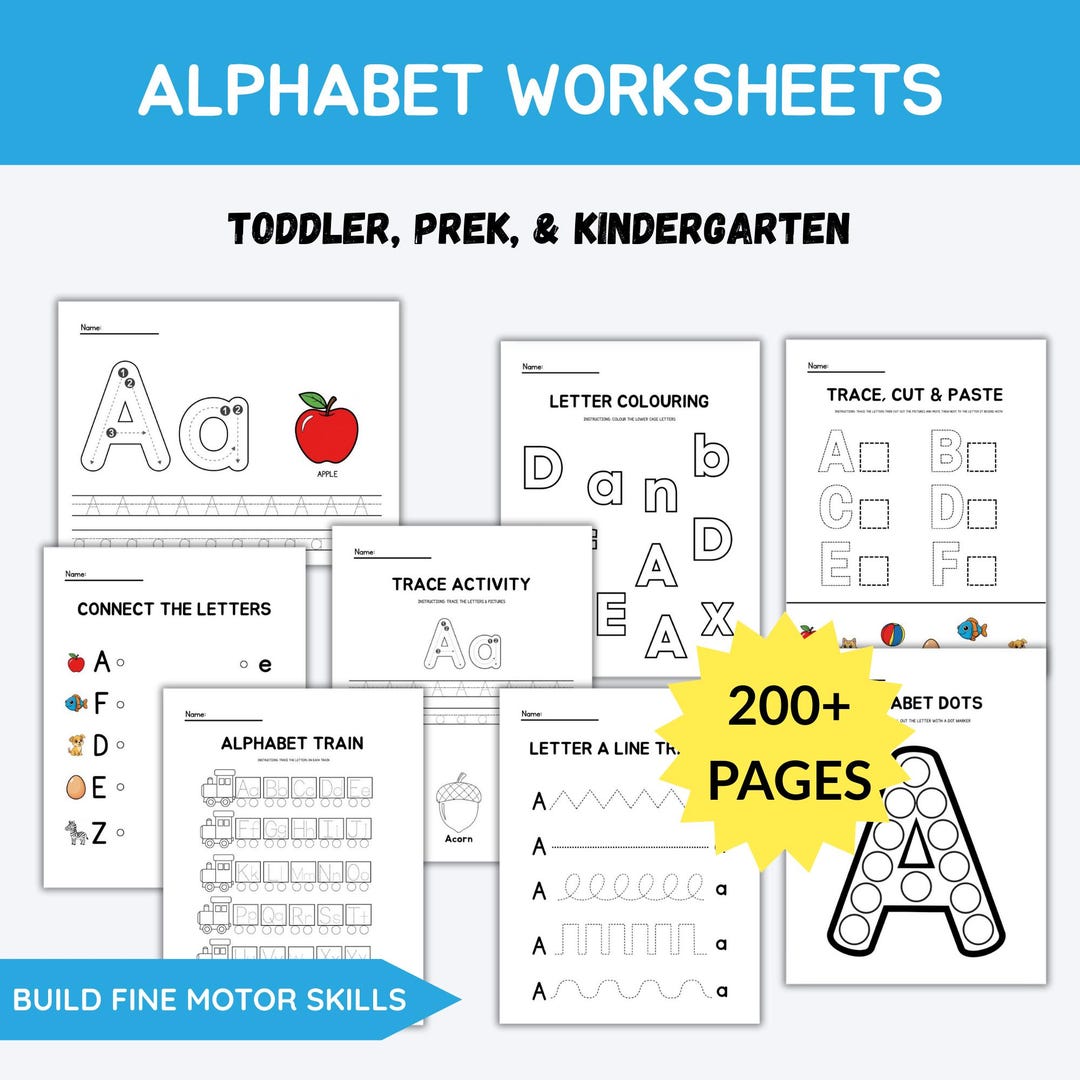 Alphabet Learning Printable, Preschool Activity Pages (PDF) - Etsy