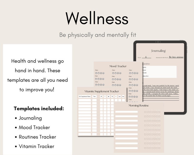 Wellness Journal, Goodnotes Planner, Self Care, Weight Loss Journal ...