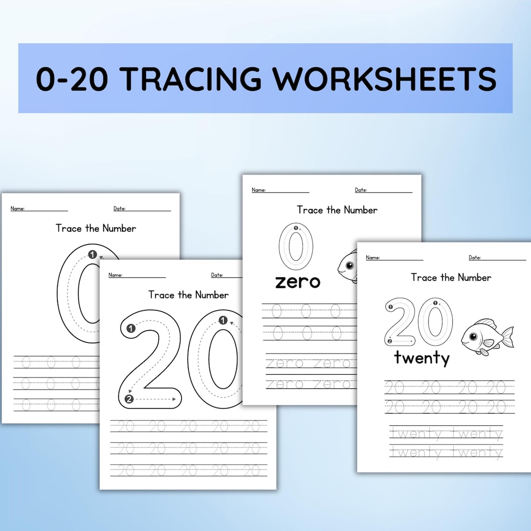20 Number Tracing Worksheets, Traceable Numbers, Preschool Worksheets ...