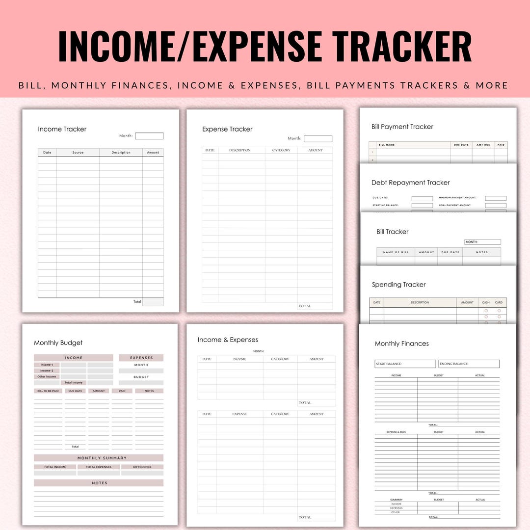 Small Business Income & Expense Tracker Printable, Income and Expense ...