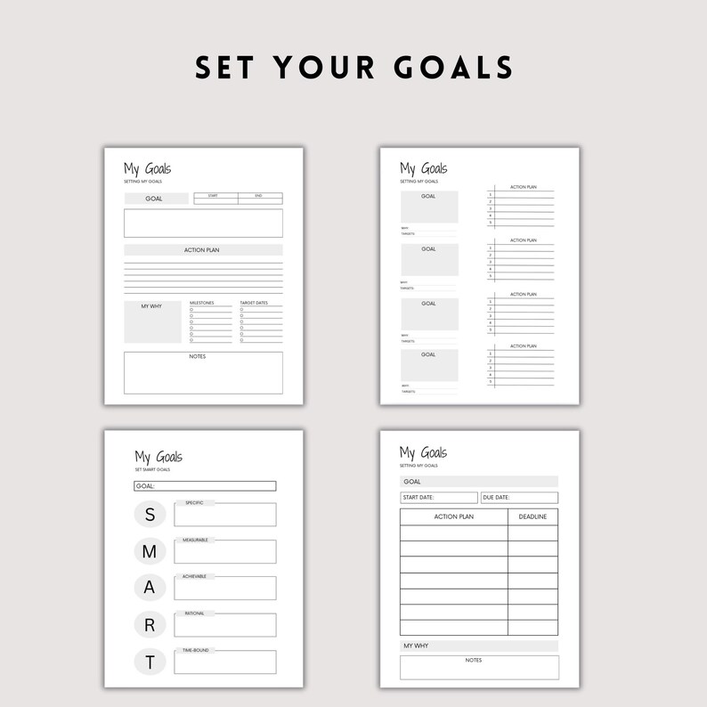 Printable Goal Planner Bundle Goal Printable Goal Setting Planner Daily ...