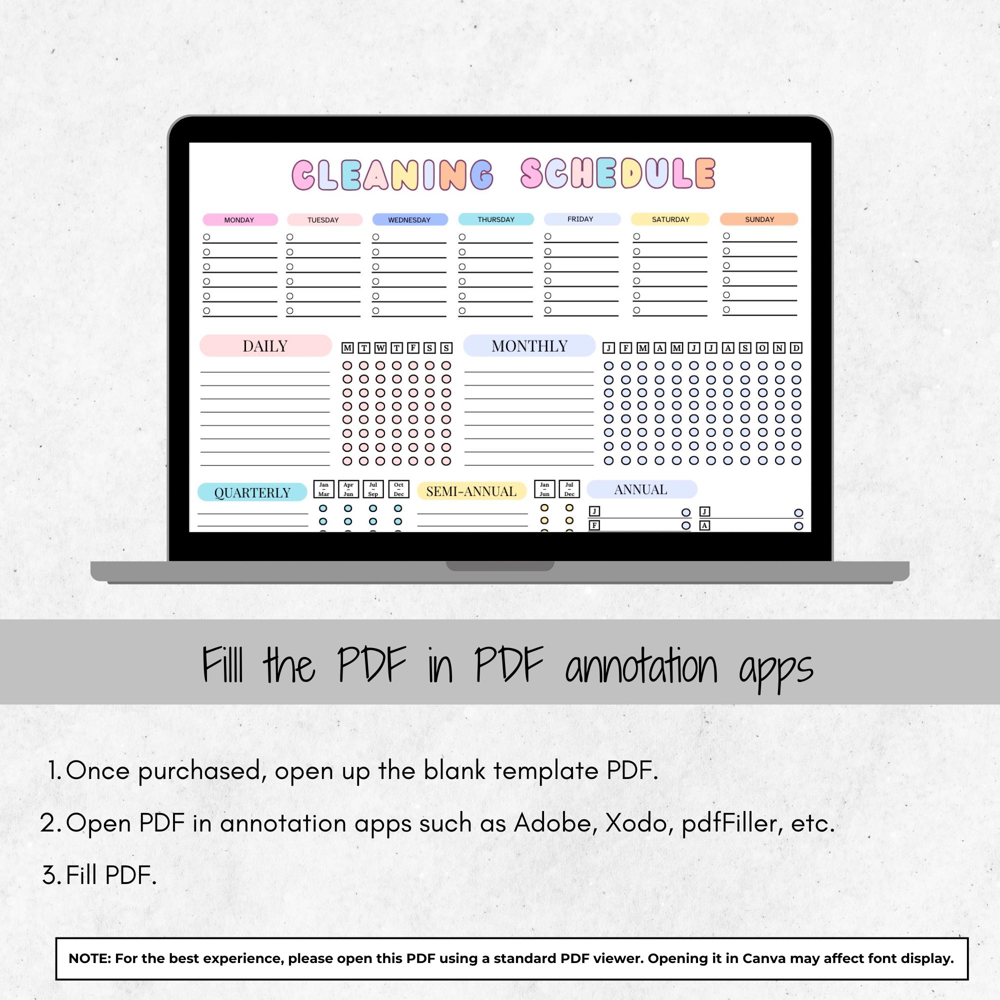 EDITABLE Cleaning Planner, Cleaning Schedule, Cleaning Checklist ...