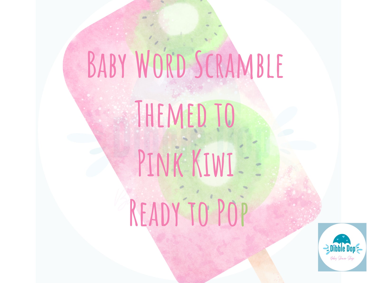 Baby Word Scramble Game: B-1 Pink Kiwi Ready to Pop Baby Shower Game ...