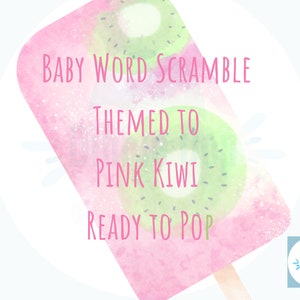 Baby Word Scramble Game: B-1 Pink Kiwi Ready to Pop Baby Shower Game ...
