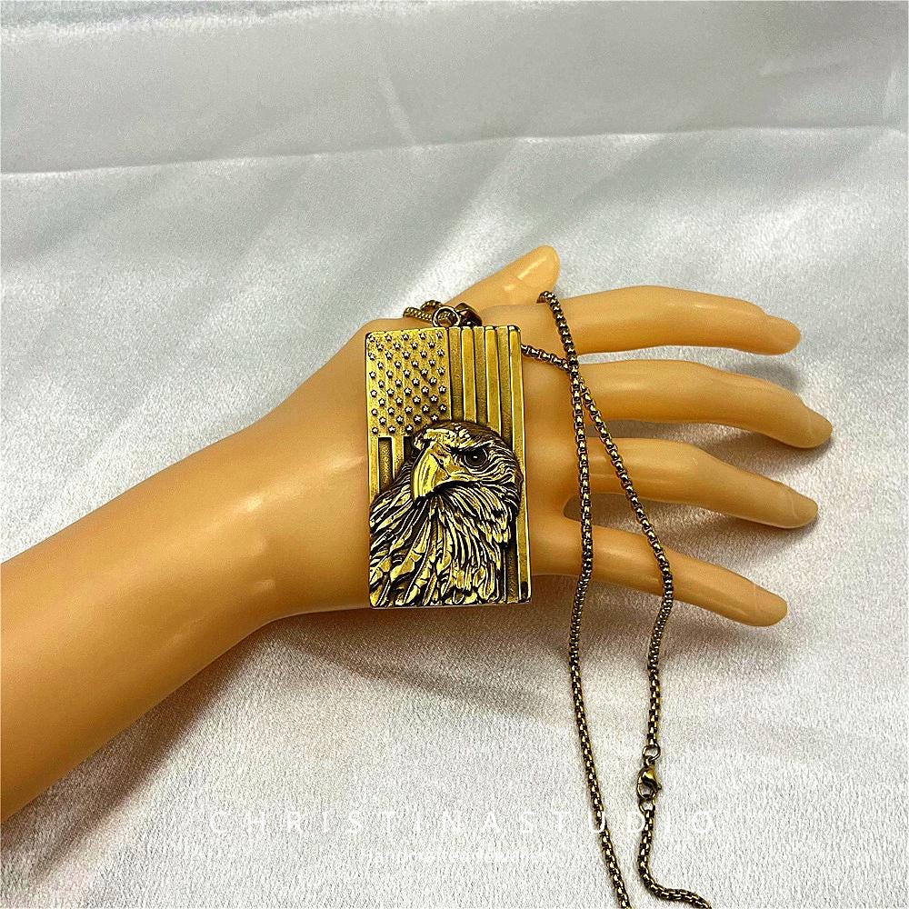 Star-spangled Banner Eagle Titanium Steel Necklace Stainless Steel ...