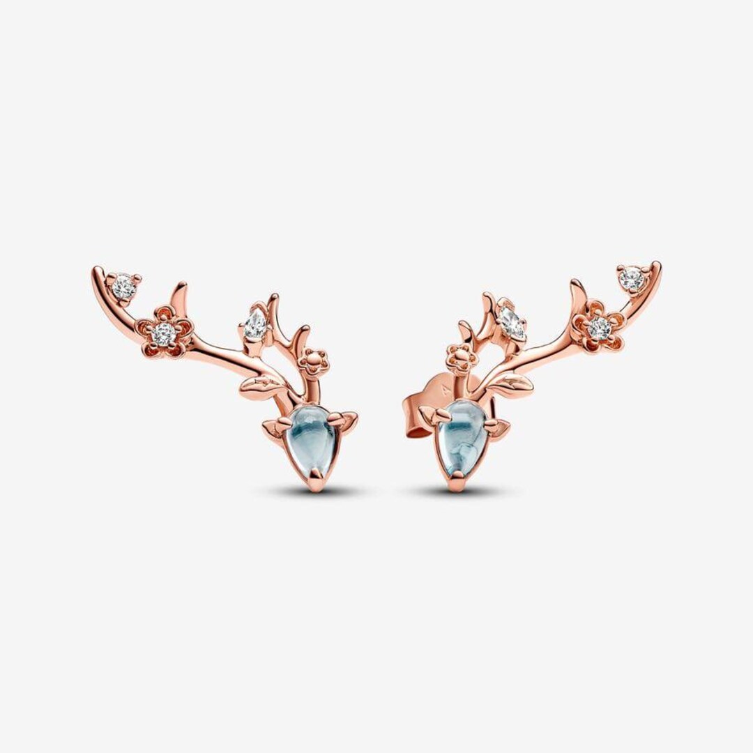 Pandora King of Glory Yao Deer Raw Flower Rose Gold Earrings - Etsy