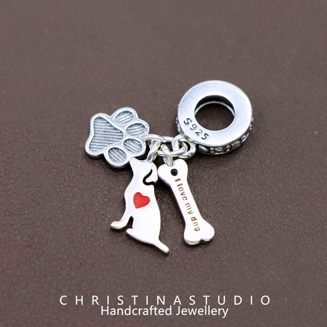 New S925 Sterling Silver Paw Print and Dog Bone Pendant, Fit Pandora - Etsy