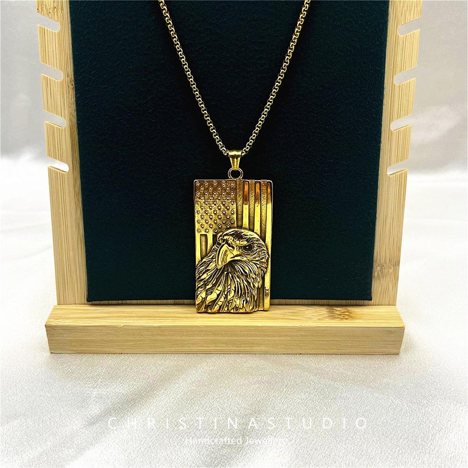 Star-spangled Banner Eagle Titanium Steel Necklace Stainless Steel ...