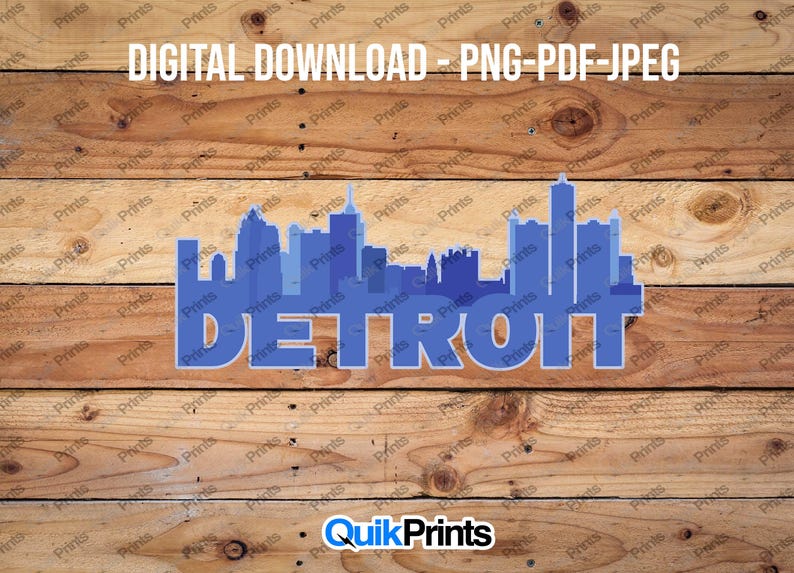 Detroit Skyline - Digital Download - Digital File - PNG, PDF and JPEG ...