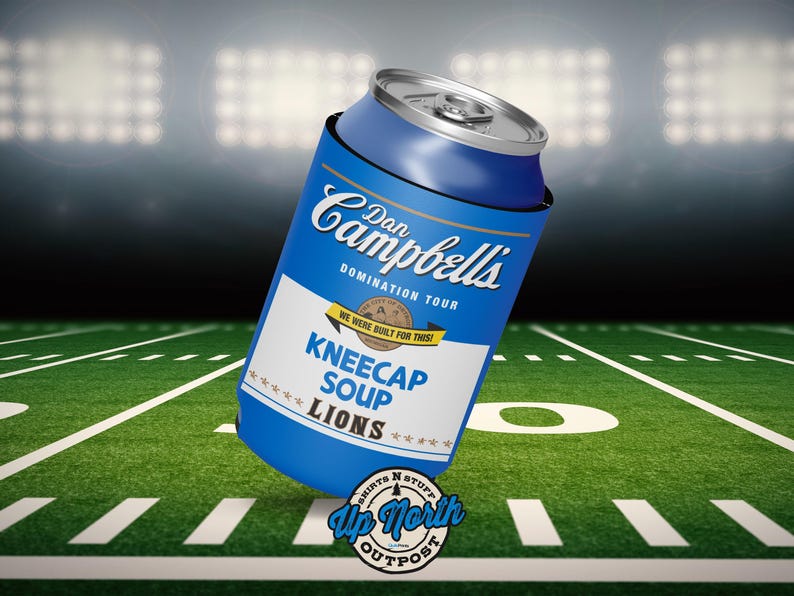 Kneecap Soup Can Cooler - Detroit Football - Double Sided Print - Dan ...
