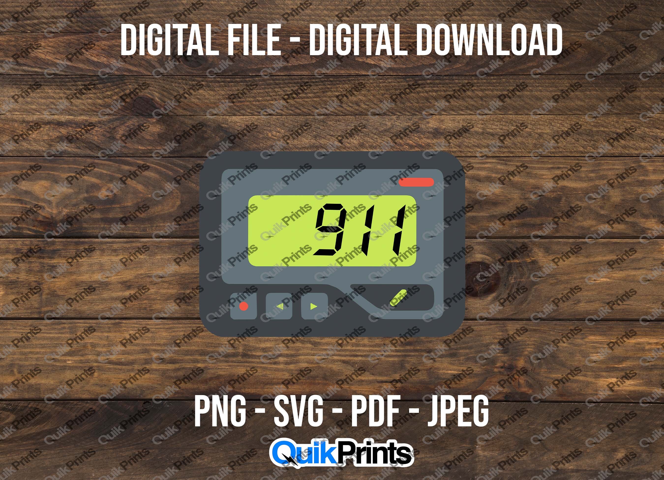 Pager Code 911 - Digital Download - PNG, Jpeg and PDF File - Etsy