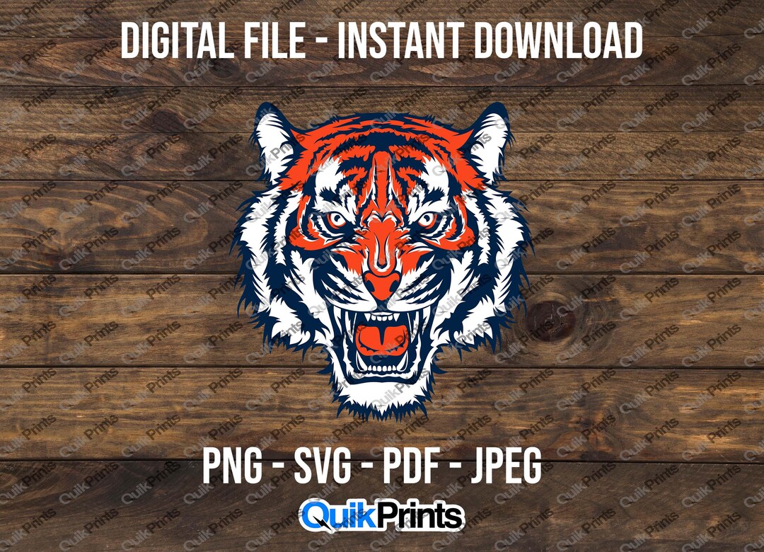 Detroit Tiger Head- Digital Download - Digital File - PNG, PDF and JPEG ...