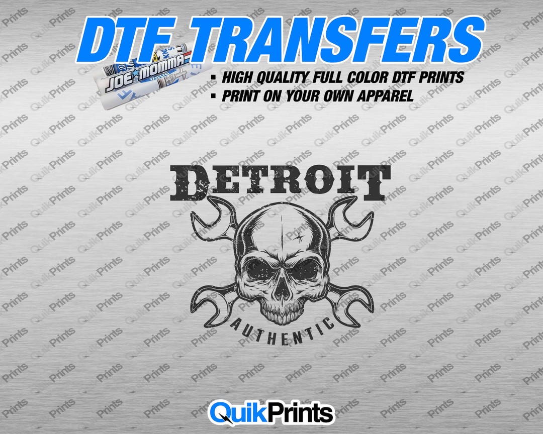 Detroit Skull and Wrench DTF Transfer (vintage Print) - Multiple Sizes ...