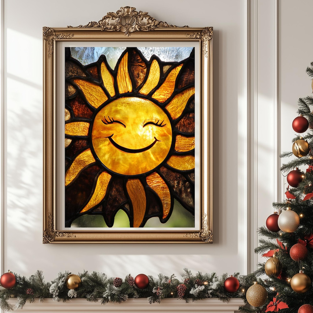 Sunshine Stained Glass Poster, Vertical Wall Art, Matte Print for Home ...