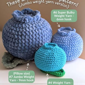 Crochet Small Blueberry Pillow Pattern PDF Jumbo Yarn Version - Etsy