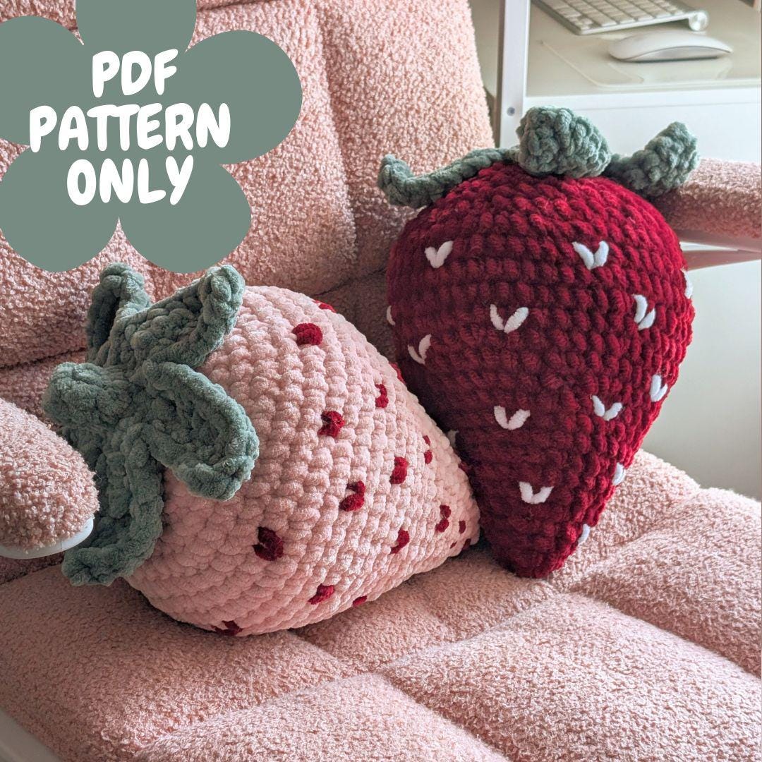 Crochet Small Strawberry Pillow Pattern PDF - Etsy