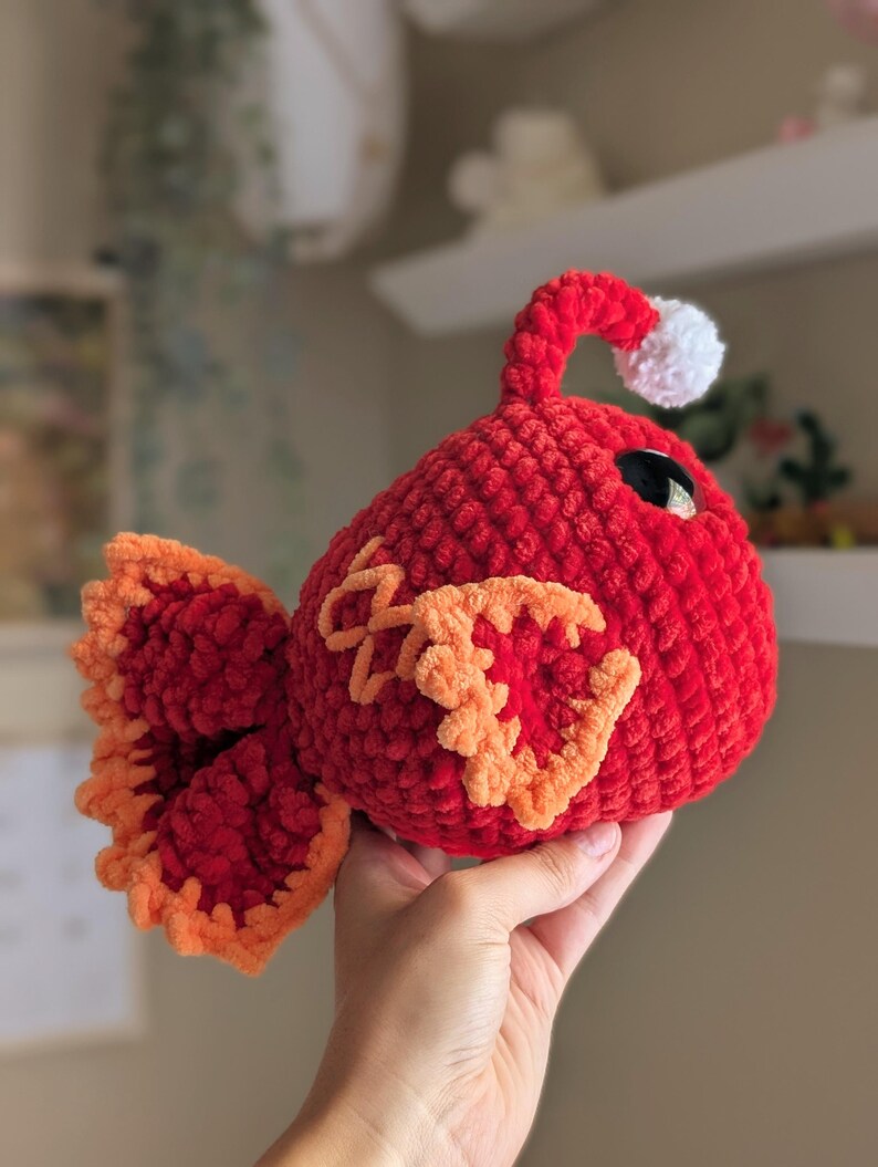 Handmade Anglerfish Crochet Stuffed Animal Plushie With Glow Lure ...