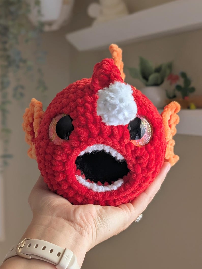 Handmade Anglerfish Crochet Stuffed Animal Plushie With Glow Lure ...