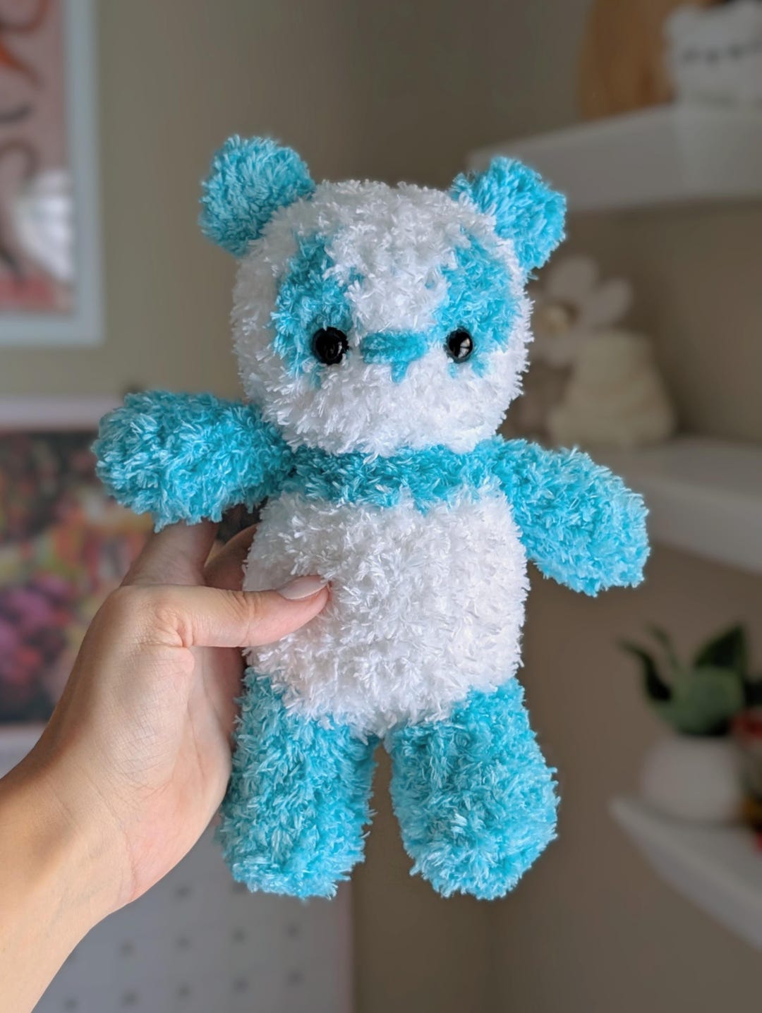 Handmade Fluffy Blue Panda Stuffed Animal Toy Plushie - Etsy